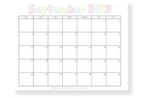 52 Simple and Cute September Calendar Printables 2023