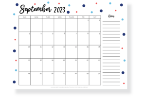 52 Simple and Cute September Calendar Printables 2023