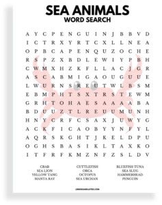 Animal Word Search Activities With Answers