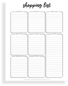 Printable Shopping Lists for Grocery Trips and More