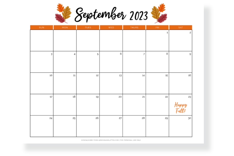 Cute Fall Calendar Printables