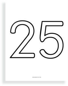Printable Number Outlines 1-25