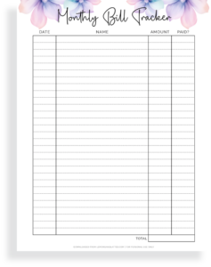 20 Free Monthly Bill Trackers to Keep You Organized