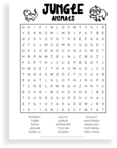 24 Animal Word Search Printables