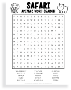 24 Animal Word Search Printables
