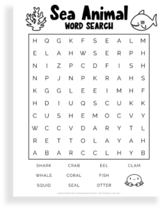 24 Animal Word Search Printables