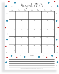 20 Cute August 2025 Calendar Printables
