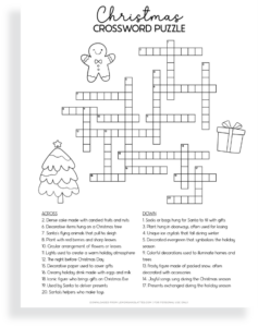 Free Christmas Crossword Puzzle Printable