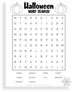 Free Printable Halloween Word Search Puzzles for Kids