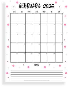 20 Cute February 2025 Calendar Printables