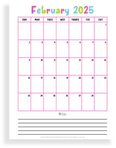 20 Cute February 2025 Calendar Printables