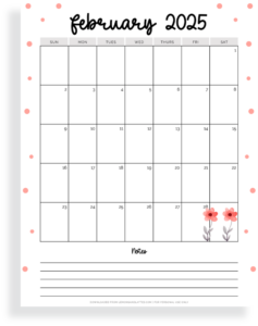 20 Cute February 2025 Calendar Printables