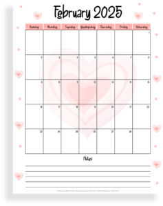 20 Cute February 2025 Calendar Printables