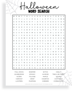 Free Printable Halloween Word Search Puzzles for Kids