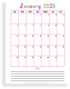 20 Cute January 2025 Calendar Printables