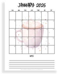 20 Cute January 2025 Calendar Printables