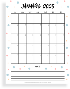20 Cute January 2025 Calendar Printables