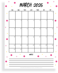 20 Cute March 2025 Calendar Printables