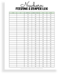 Free Newborn Feeding and Diaper Log Printables
