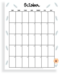 20 Cute October 2025 Calendar Printables