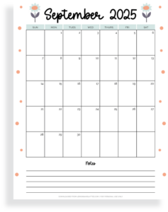 20 Cute September 2025 Calendar Printables