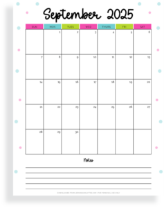 20 Cute September 2025 Calendar Printables