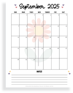 20 Cute September 2025 Calendar Printables