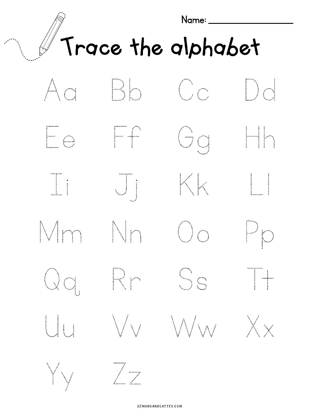 alphabet-tracing-worksheet-a-z-8 - Lemons and Lattes