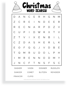 Printable Christmas Word Search Puzzles for Kids