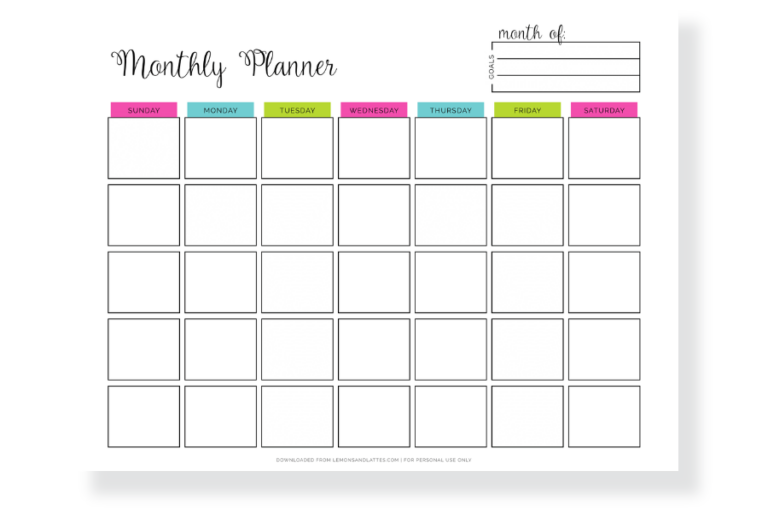 30 Undated Monthly Planner Templates You'll Love