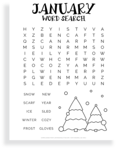 Winter Word Search Printables for Kids