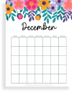 Free Blank Calendar Printables (Cute Floral Design)