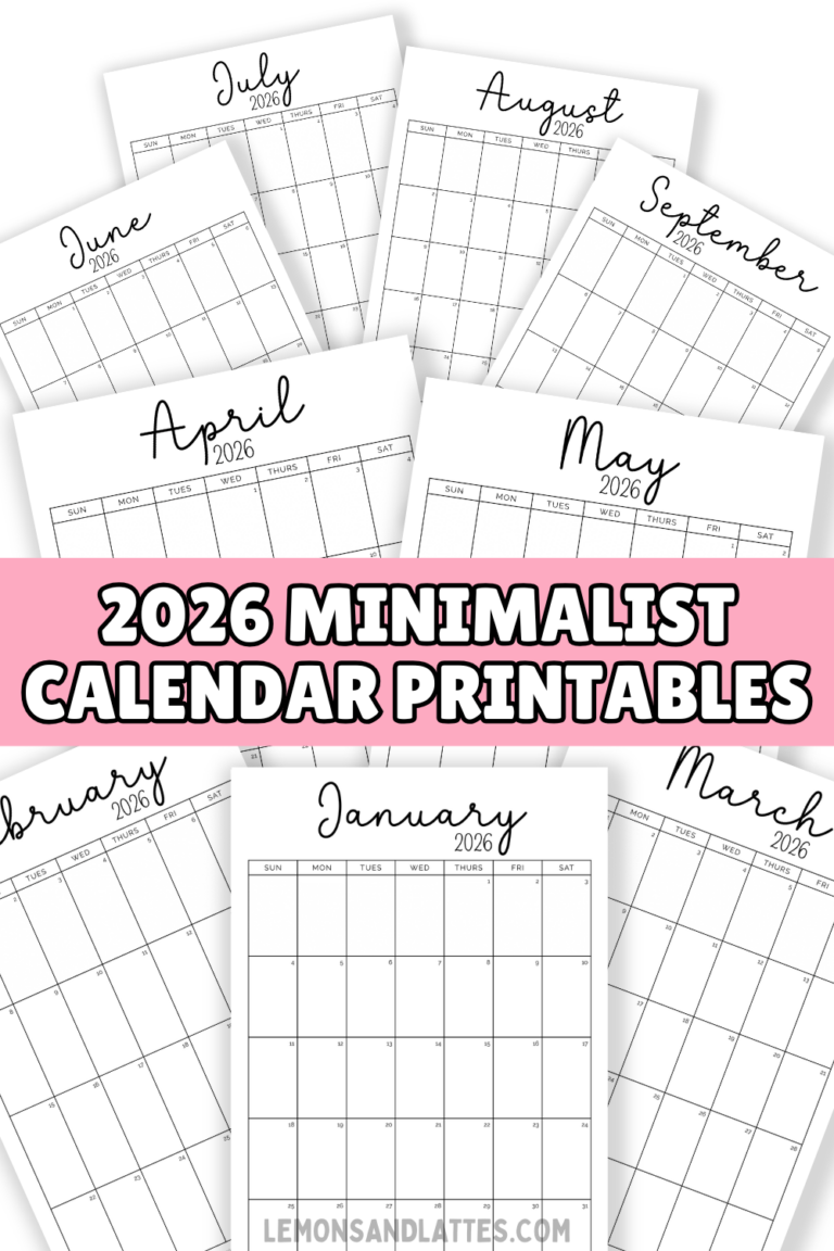 Free Printable 2026 Minimalist Calendars