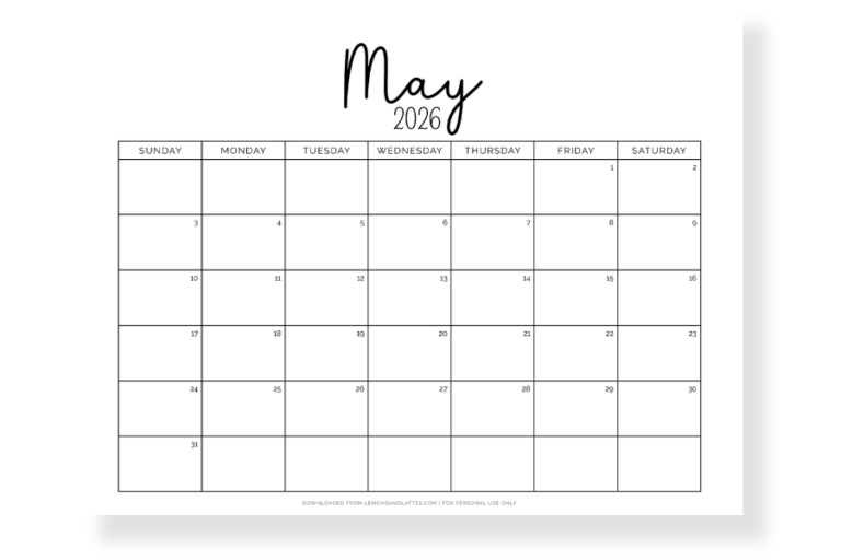 Free Printable 2026 Minimalist Landscape Calendars