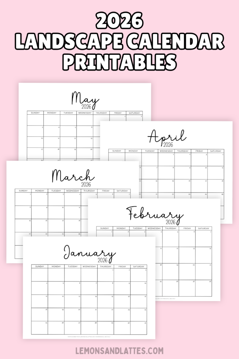Free Printable 2026 Minimalist Landscape Calendars
